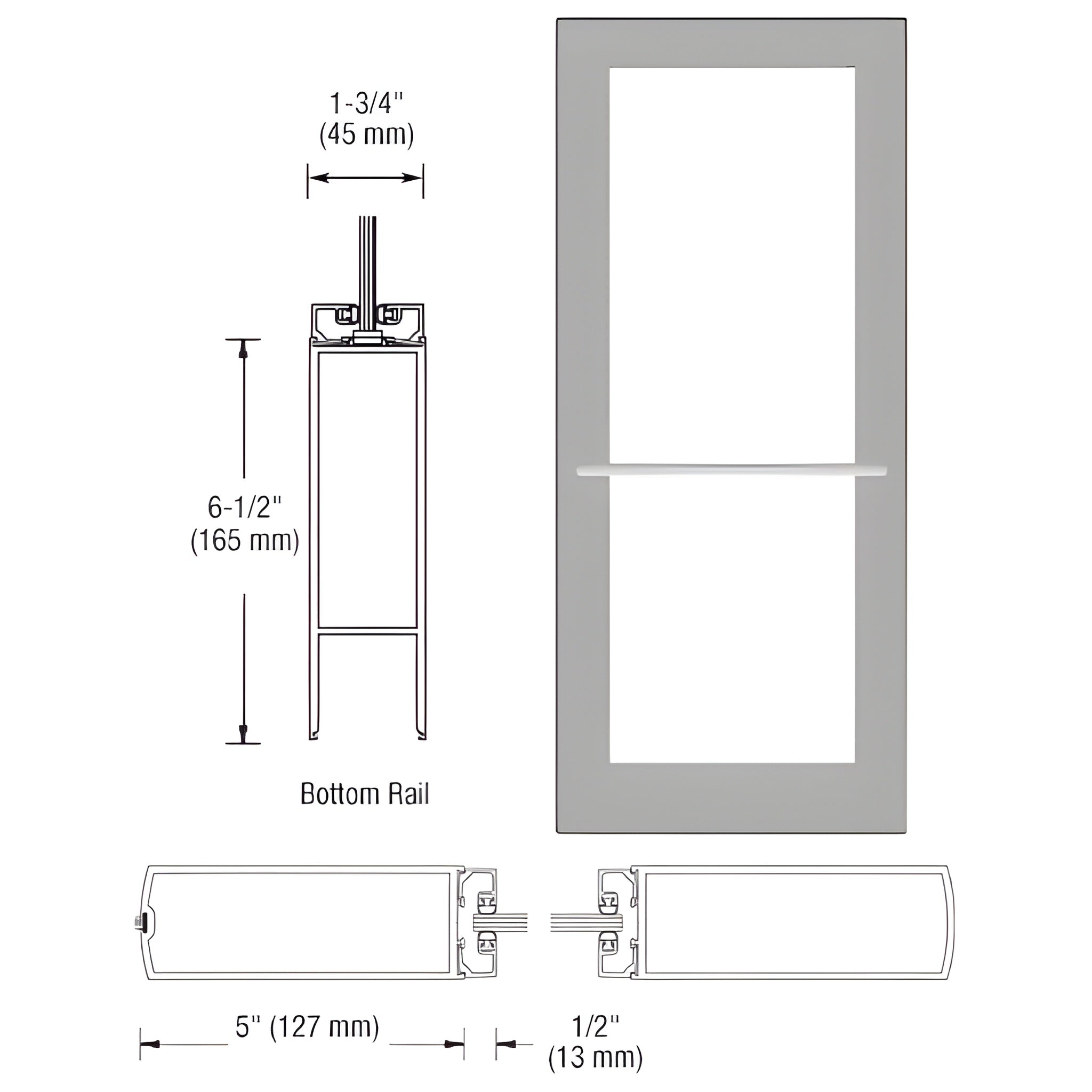 CRL-U.S. Aluminum 550 Clear Anodized 3'x7' Center-Hung Inactive Door ...