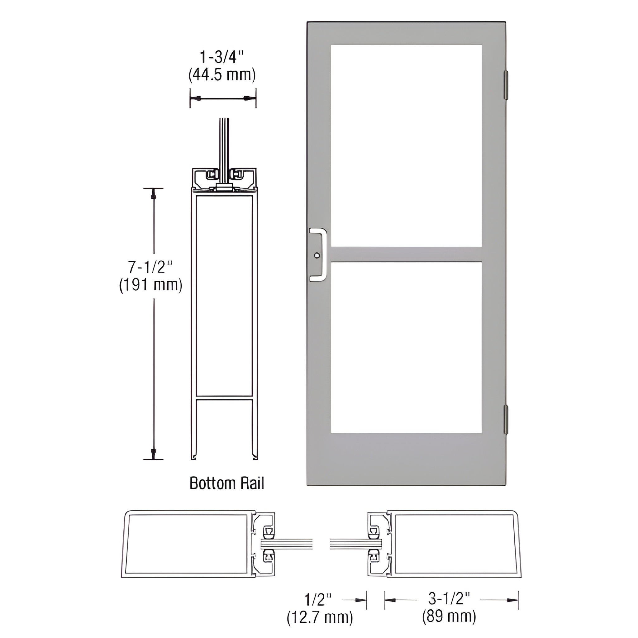 CRL-U.S. Aluminum Series 400 Clear Anodized Entrance Door w/Panic Bar ...